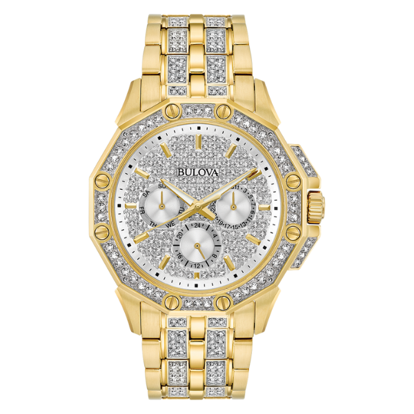 Bulova 98C126 Crystal Yellow Gold-tone Men Watch – Silver - Matsuda