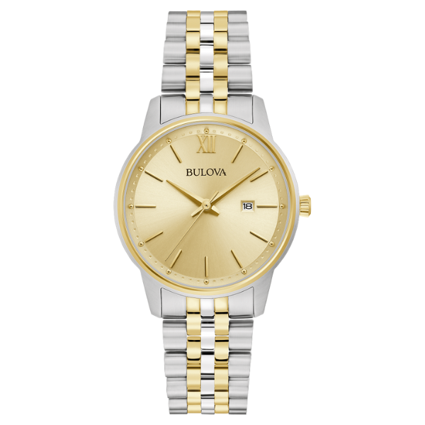 Bulova 98M133 Classic Two Tone Stainless Steel Ladies Watch – Champagne ...